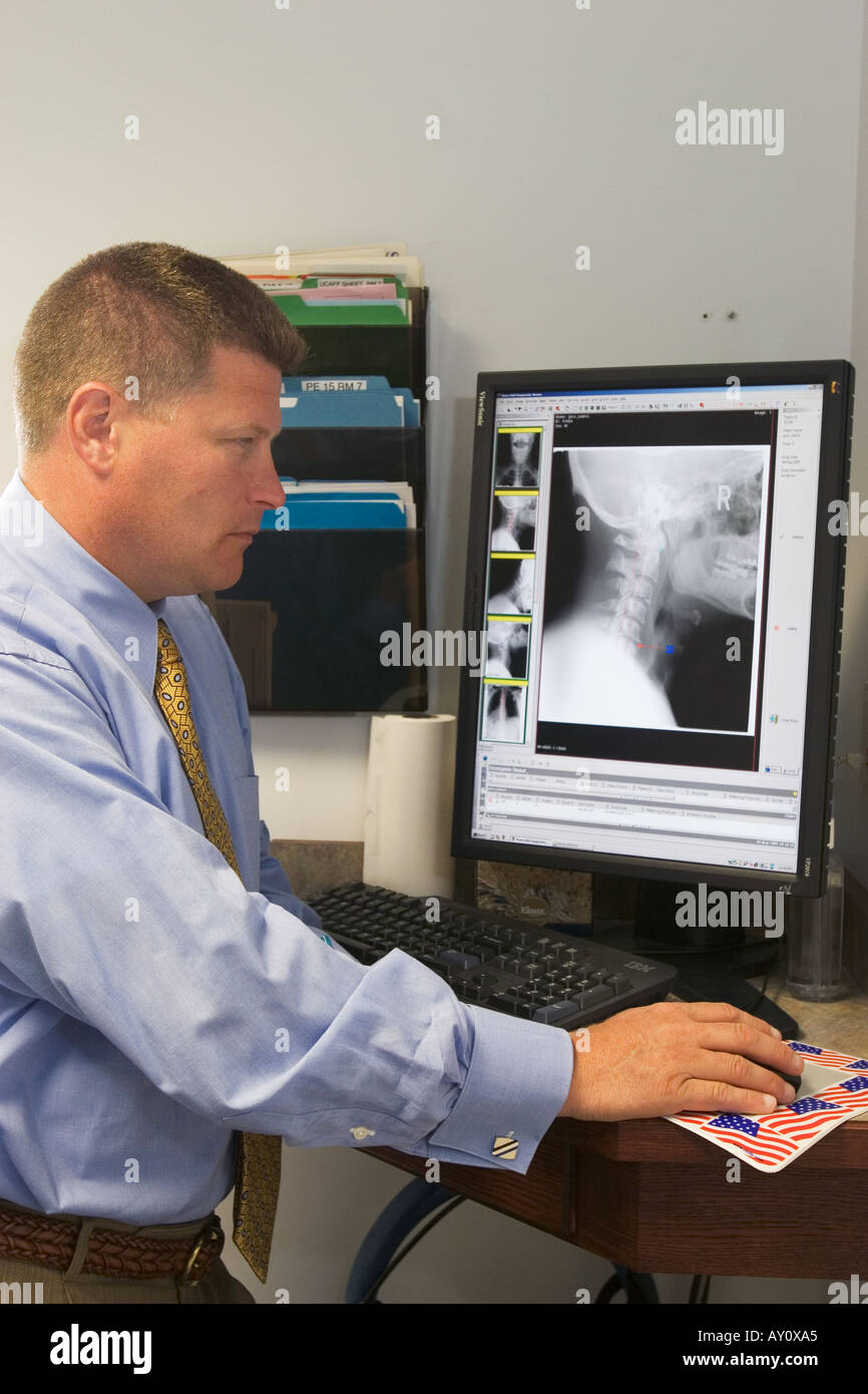 Sterling Heights Michigan Dr William F Goss looks at an x ray on a ...