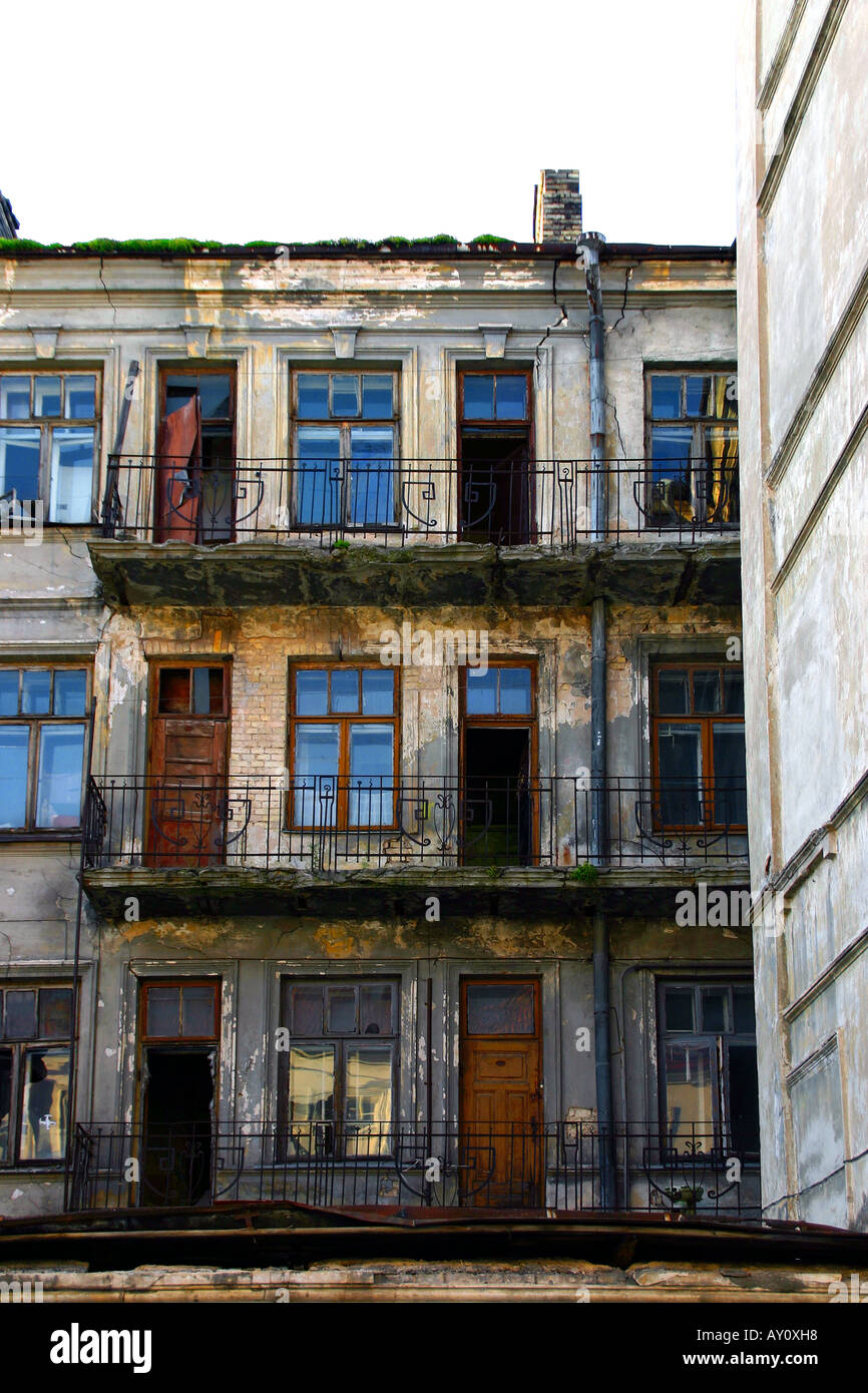 Old buildings under renovation in the Old Town area of Vilnius capital ...