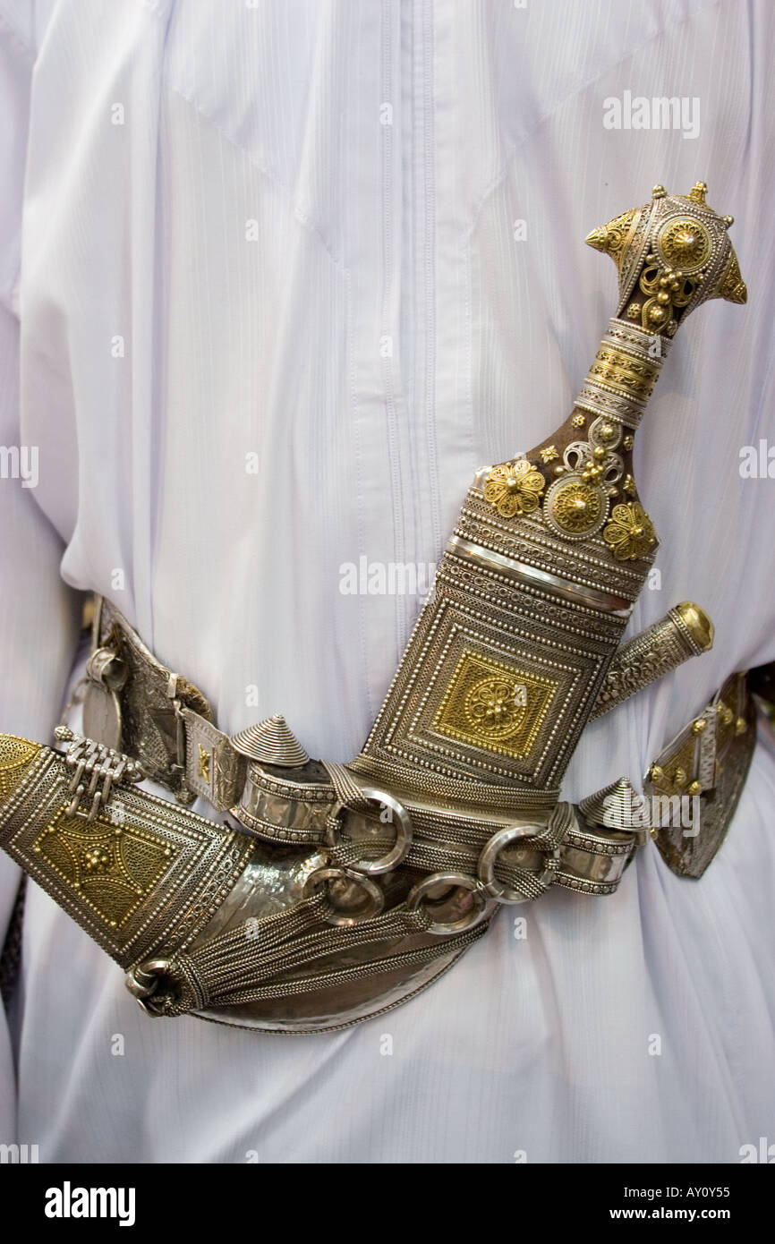 Man wearing a traditional knife called Khanjar. Oman Stock Photo - Alamy