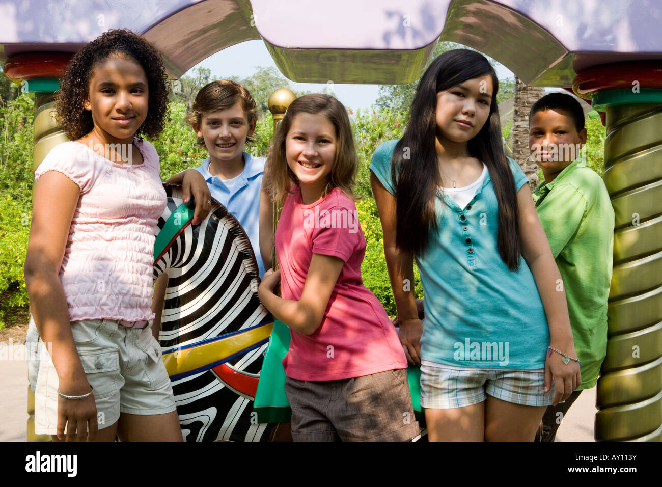Portrait of cheerful teenagers standing together Stock Photo - Alamy