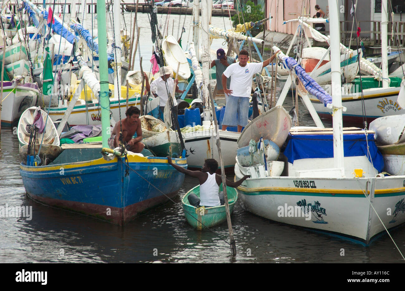 Boats in the marina in Belize City Belize Stock Photo - Alamy