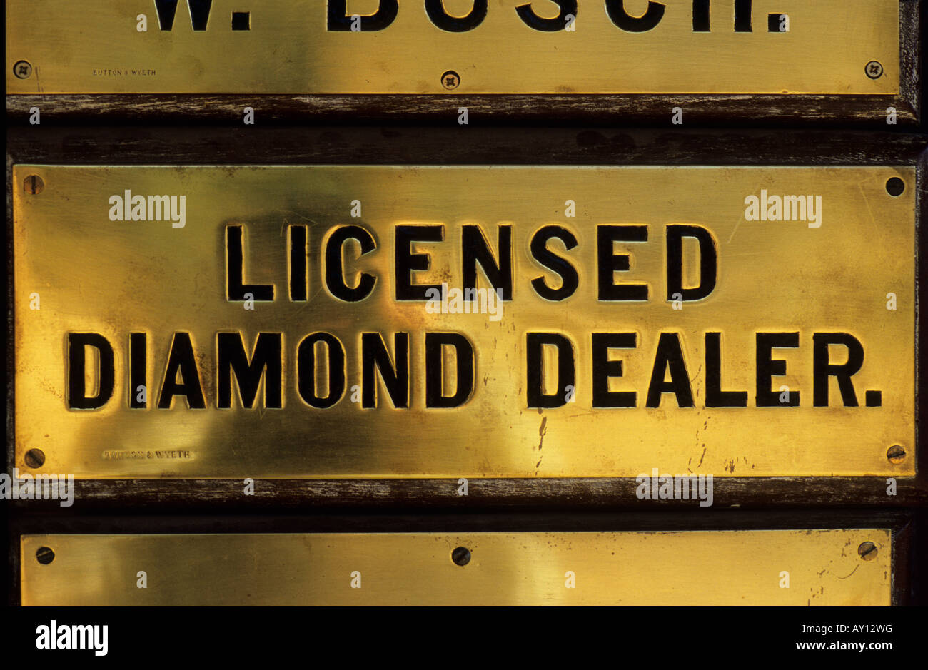 Licensed diamond dealer sign brass plaque at Big Hole Exhibition Centre ...