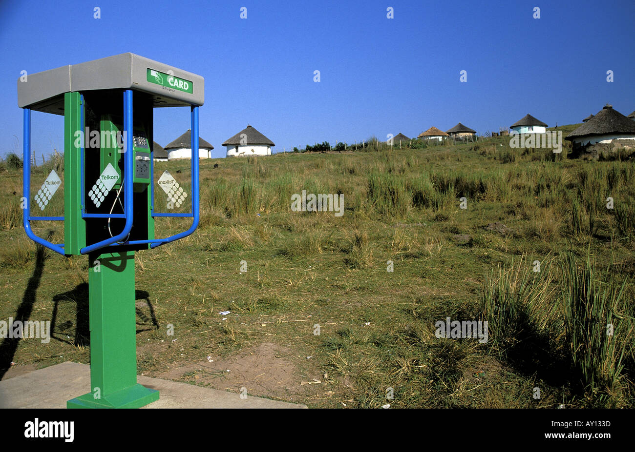 South Africa. Wild Coast in the old Transkei. Telkom public phone in a ...