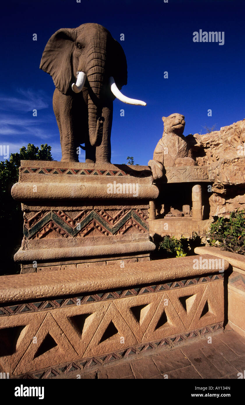 South Africa, animals, architecture, art, elephant and leopard statues ...