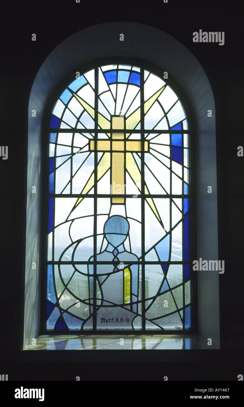 Colourful Glas Window in a Church South Iceland Stock Photo - Alamy