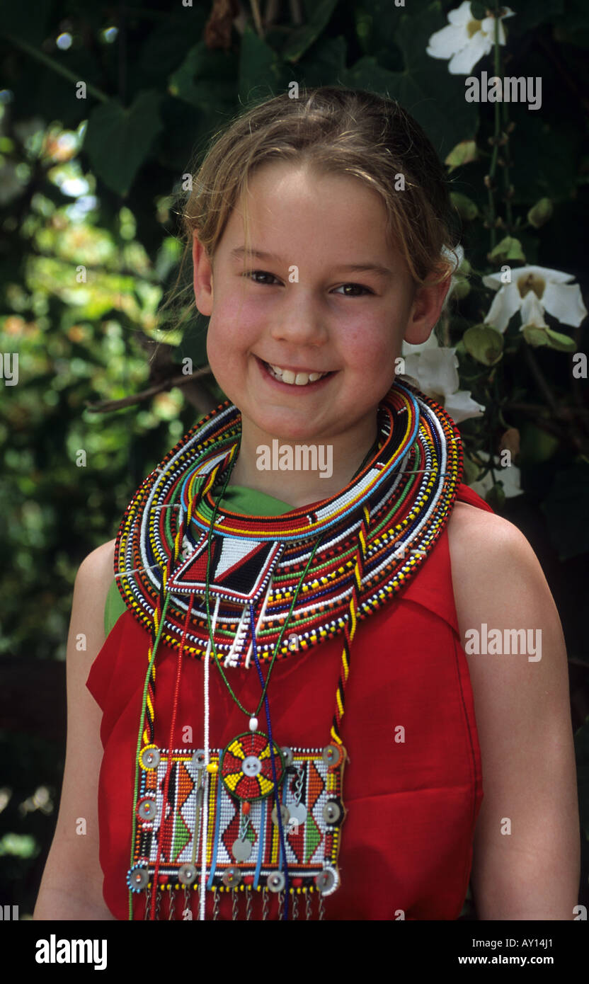 Girl in traditional Samburu/Masai dress and jewellery, Northern Kenya ...