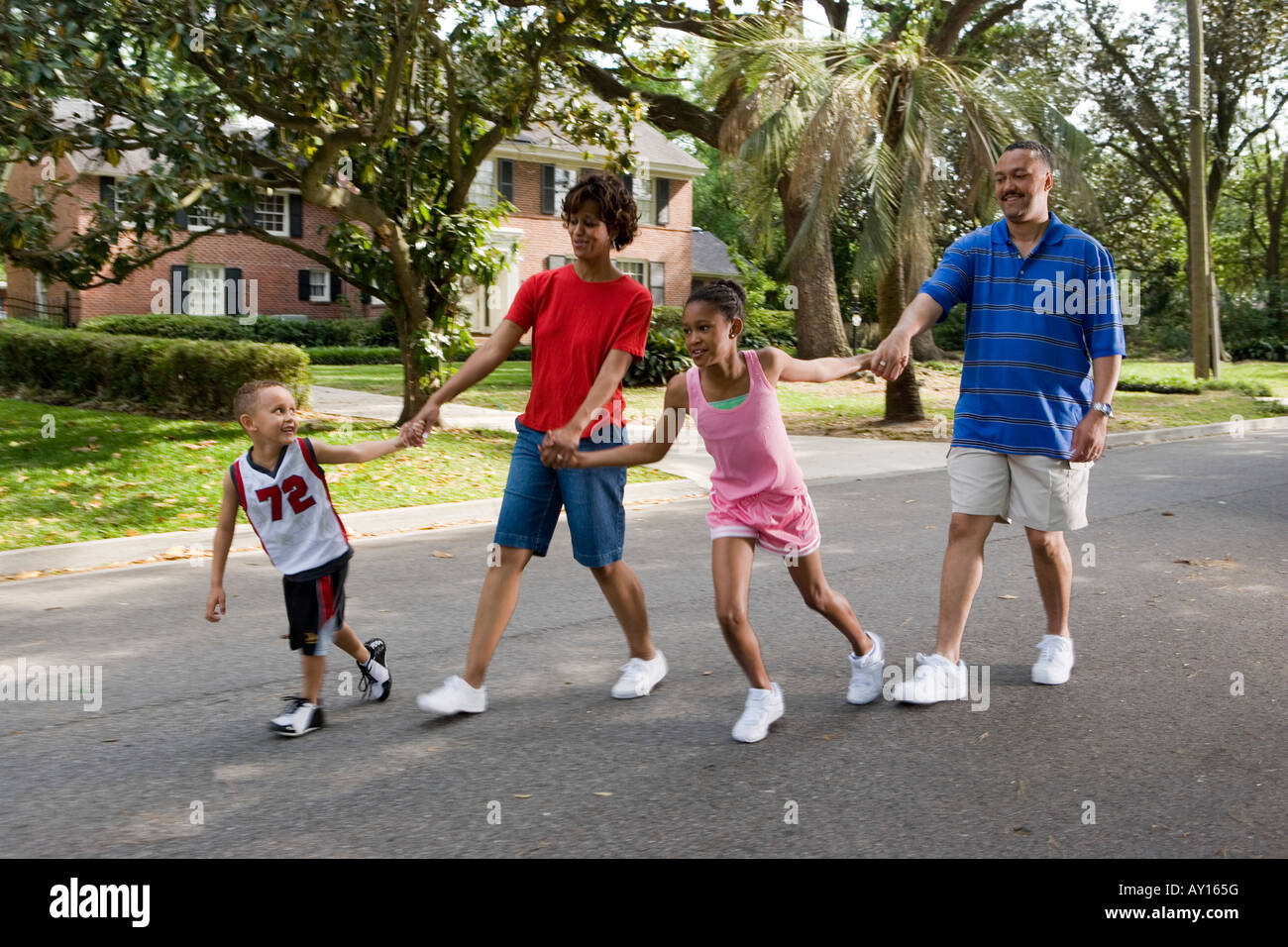 Parents With Children Walking