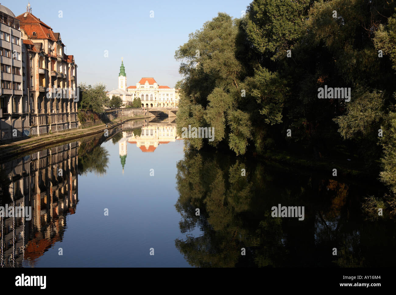 Reflections in river Crisul Repede. Oradea, Crisana, Romania Stock ...