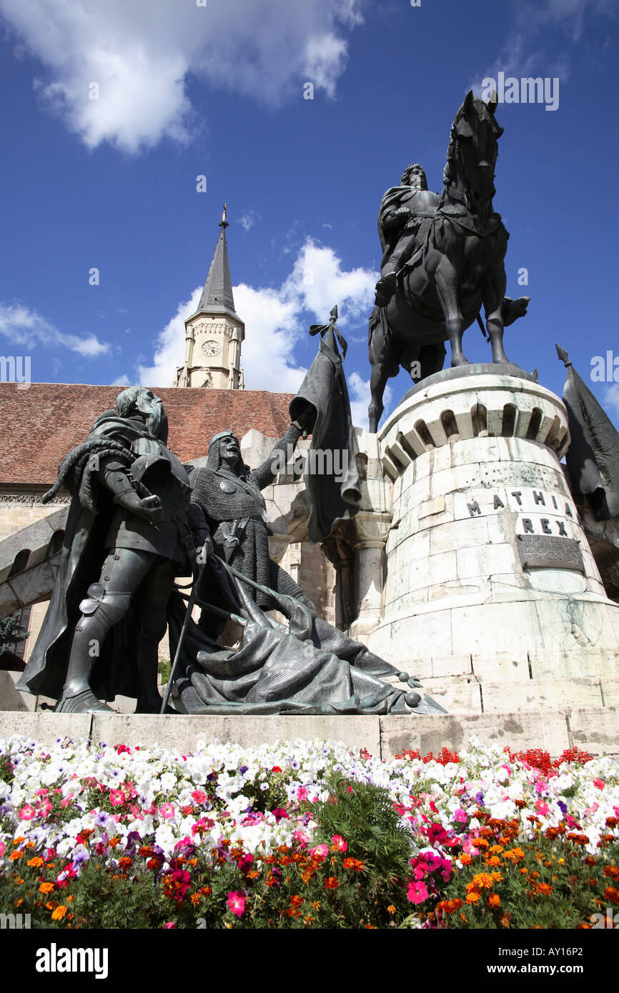 Statue of Matthias Corvinus. Unirii Square, Cluj- Napoca, Transylvania ...