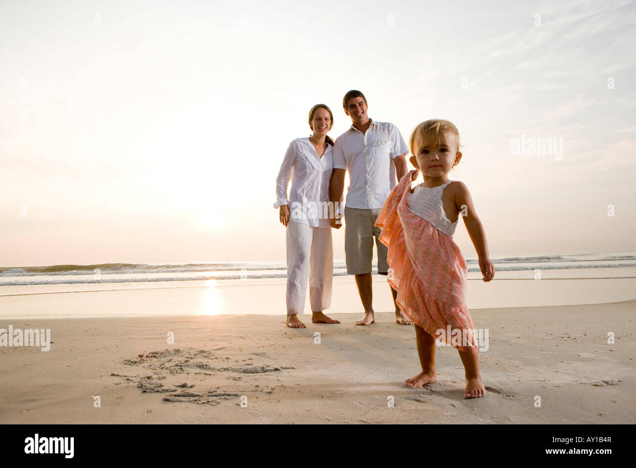 Three Generation Family Beach Sunset High Resolution Stock Photography ...