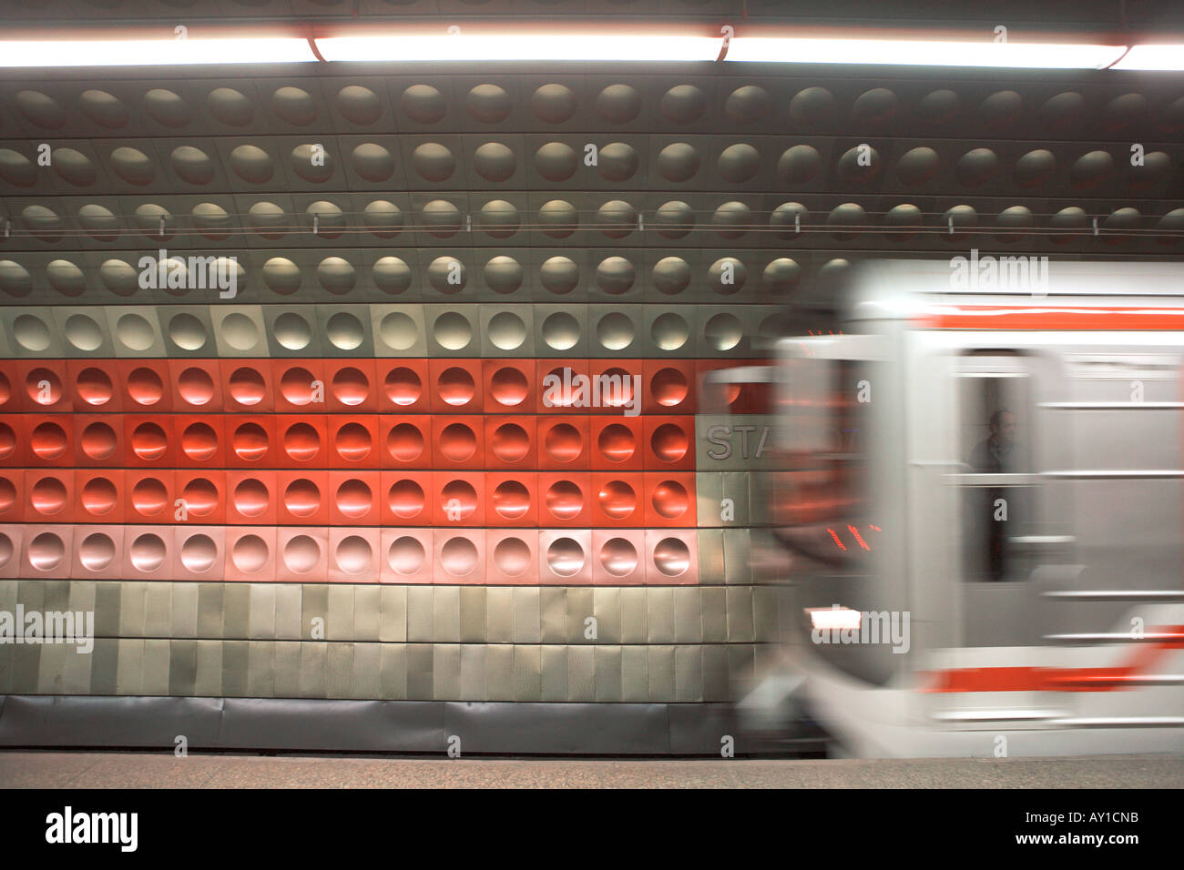 CZECH REPUBLIC PRAGUE SUBWAY TRANSPORT SYSTEM STAROMESTSKA STATION ...