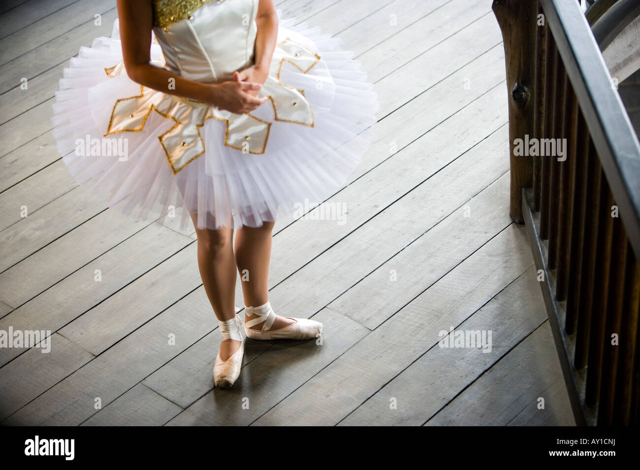 Low section of a ballet dancer standing Stock Photo - Alamy