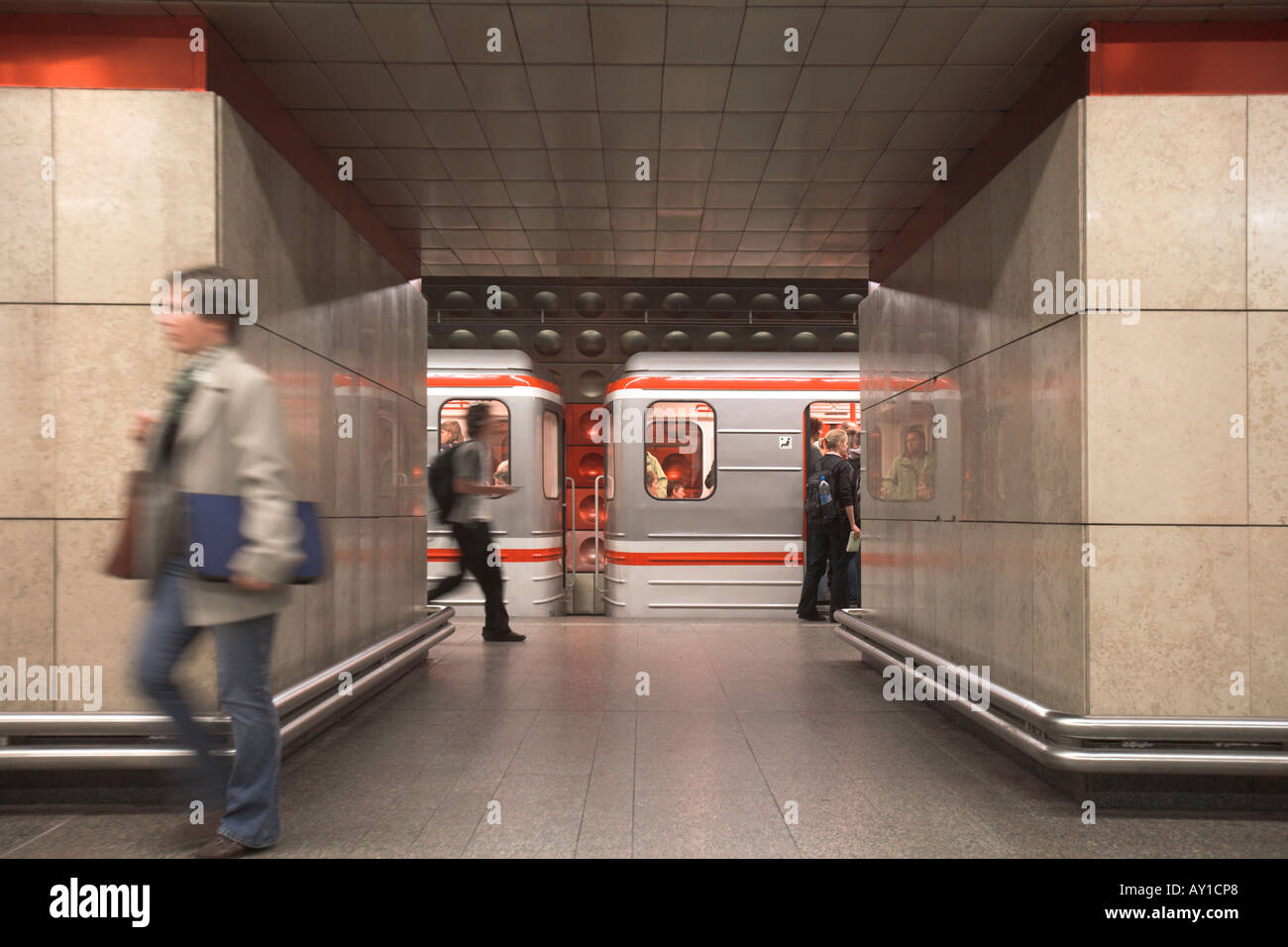 CZECH REPUBLIC PRAGUE SUBWAY TRANSPORT SYSTEM STAROMESTSKA STATION ...
