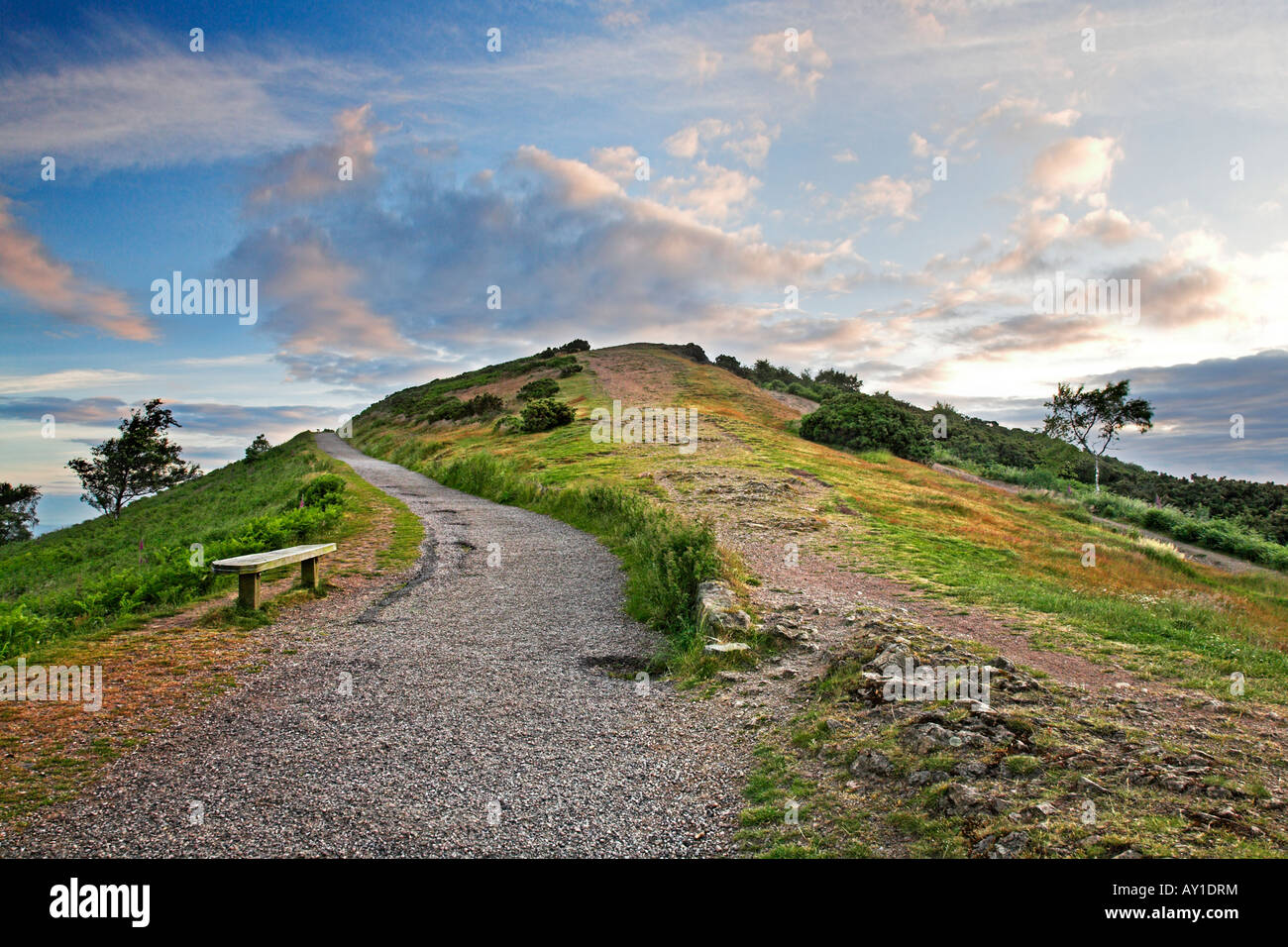 Looking north along the Malvern Hills towards Worcester Beacon Stock ...