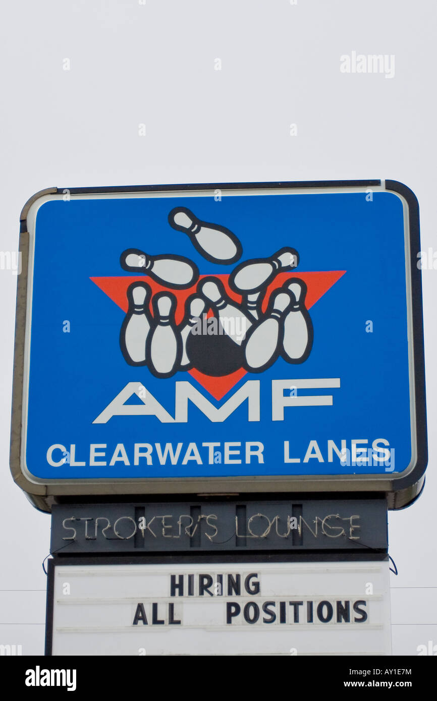 AMF Bowling Center Sign Stock Photo - Alamy