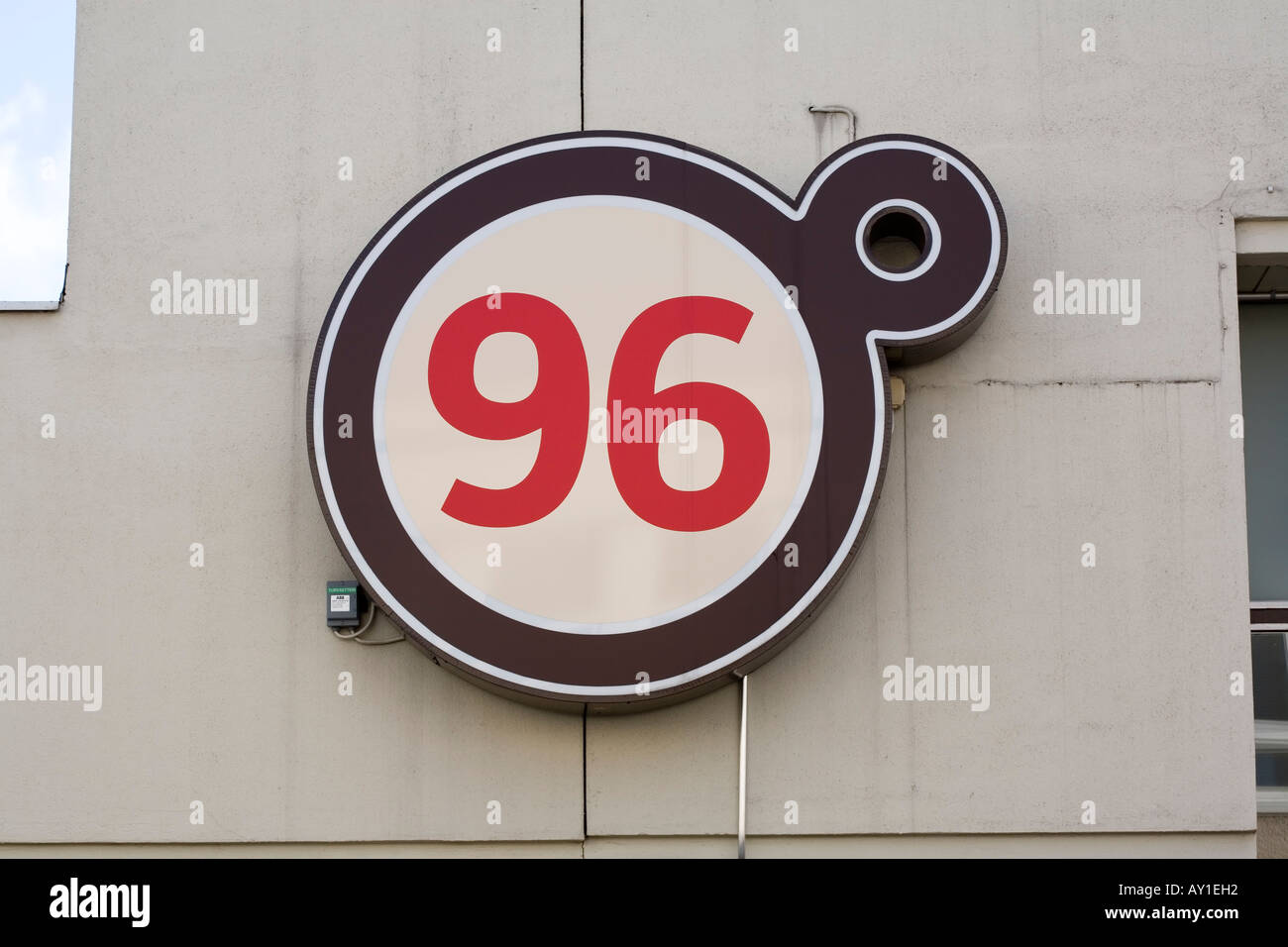 96 degrees neon sign on wall exterior Stock Photo - Alamy
