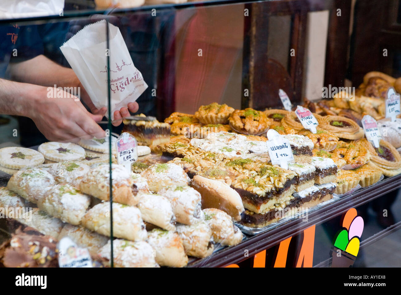 Delicious cakes for sale at a shop in Istanbul, Turkey Stock Photo - Alamy