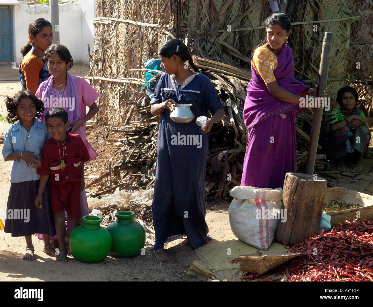 indian rural village life with children and crops Stock Photo - Alamy