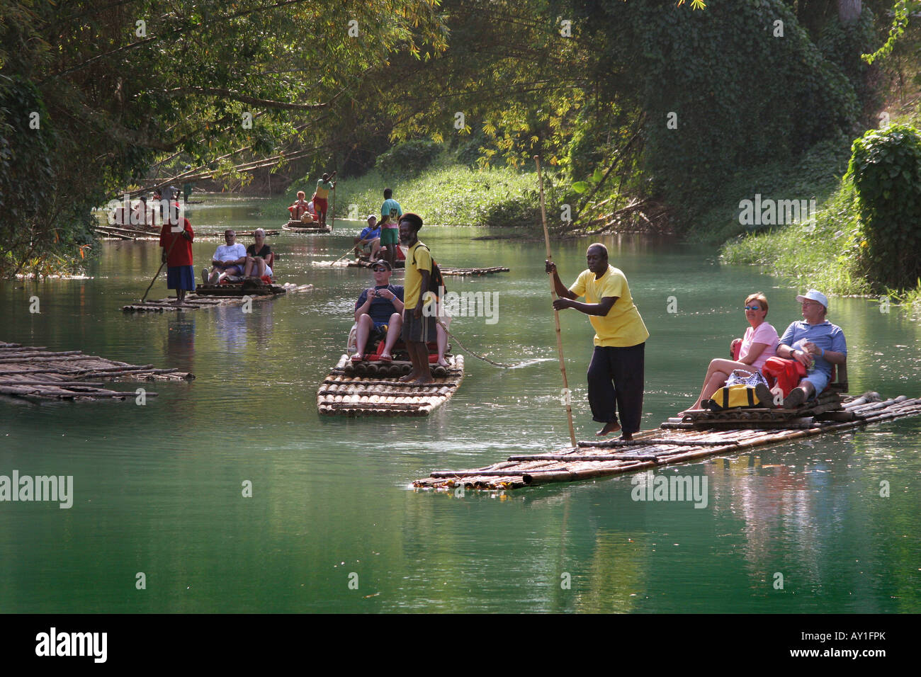 Rafting on Martha Brae River in Falmouth Jamaica Stock Photo - Alamy
