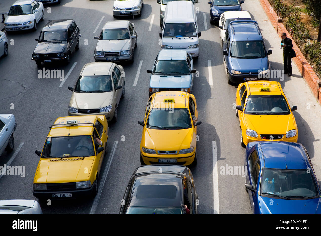 Three taxis in a row in the traffic in Istanbul, Turkey Stock Photo - Alamy