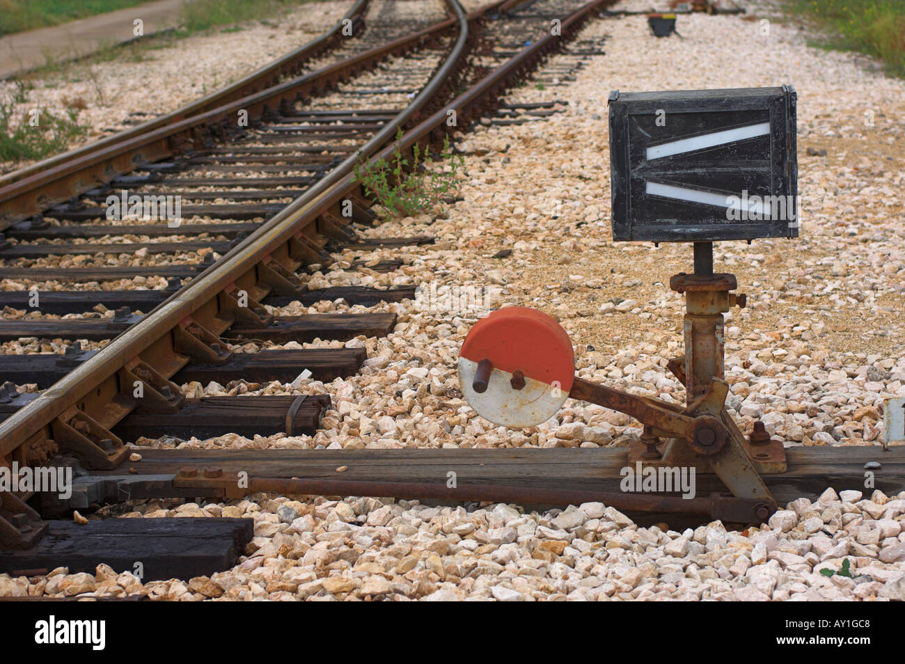 Railway lines with signaling Stock Photo - Alamy