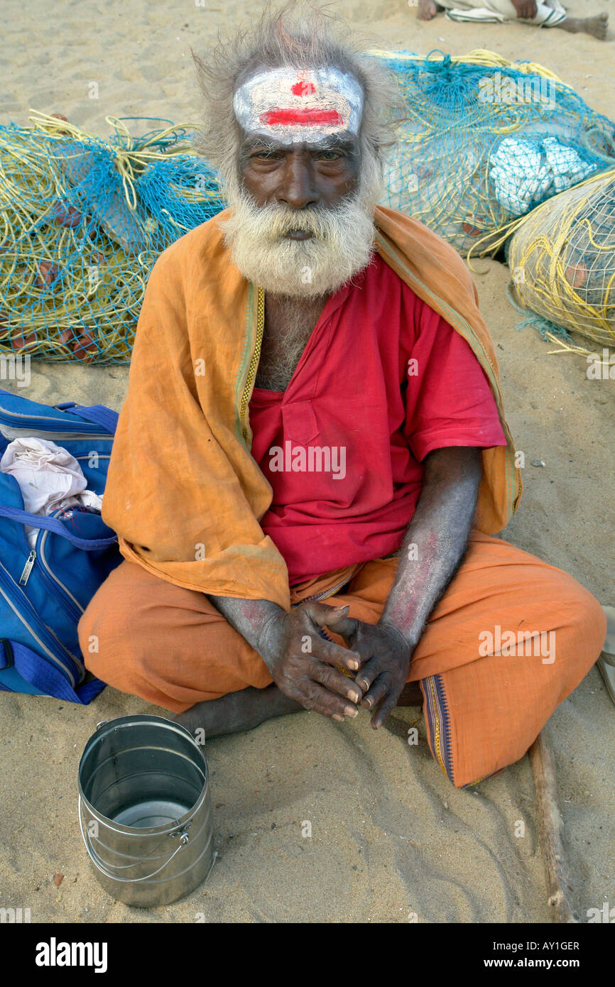 indian holy man on the fishing beach at mamallapuram Stock Photo - Alamy