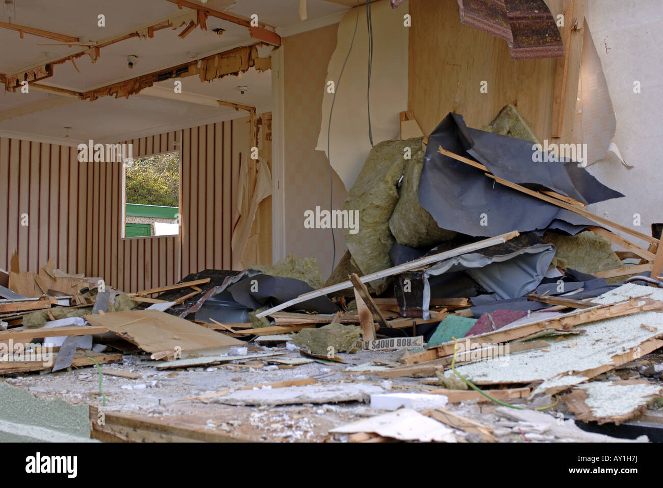 Devastation of a wrecked home after a freak tornado storm Stock Photo ...