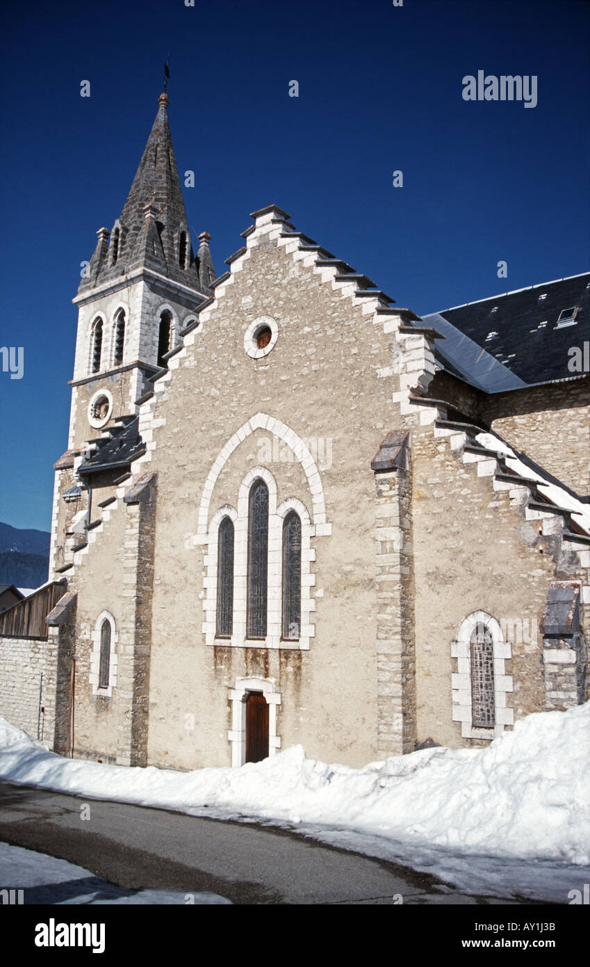 Church with typical stepped gable nr Villard de Lans Stock Photo - Alamy