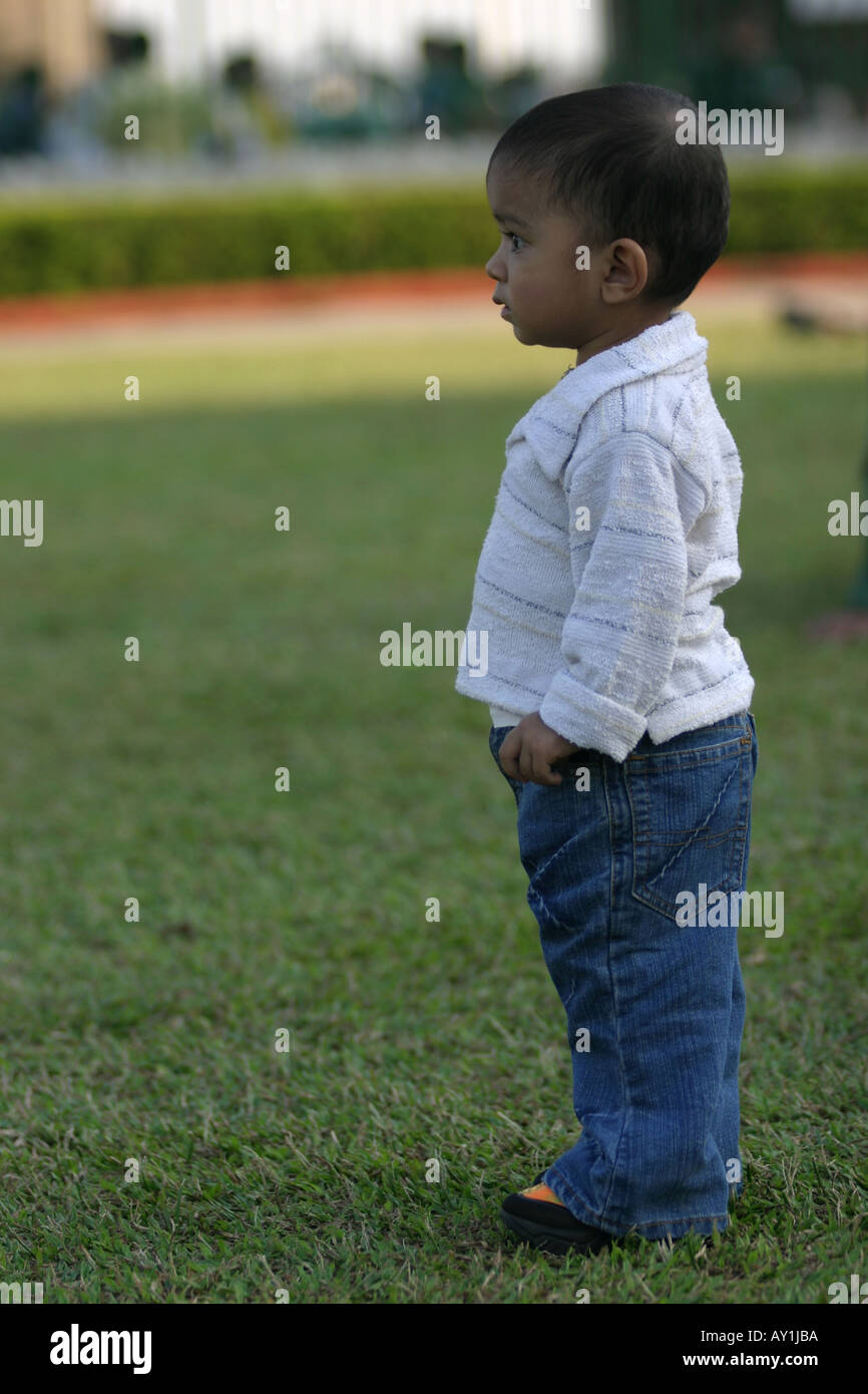 Indian baby in the park near Gate of India, Mumbai (Bombey), India ...