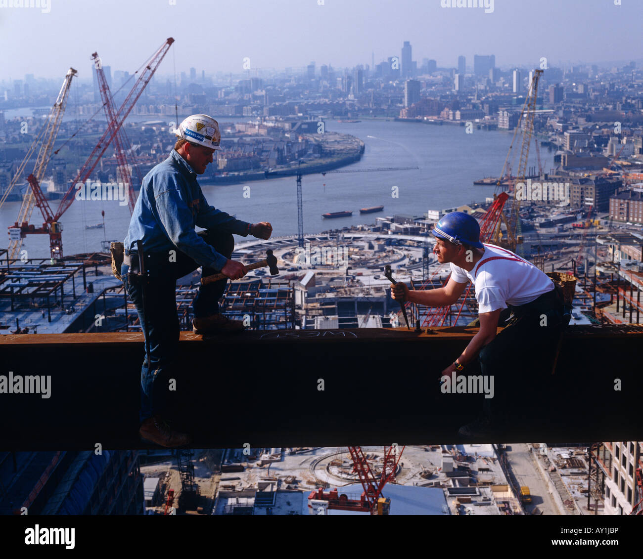 Construction Workers On Girders Above London Stock Photo - Alamy