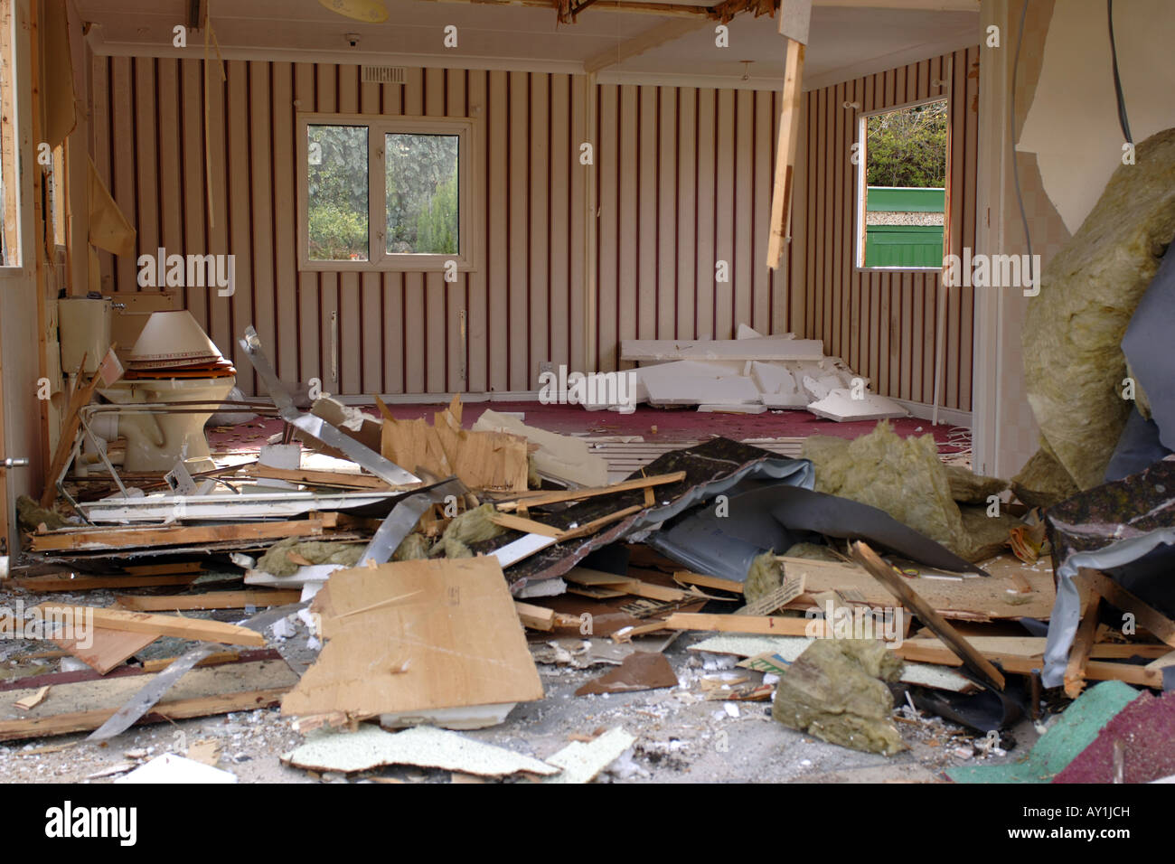 Devastation of a wrecked home after a freak tornado storm Stock Photo ...