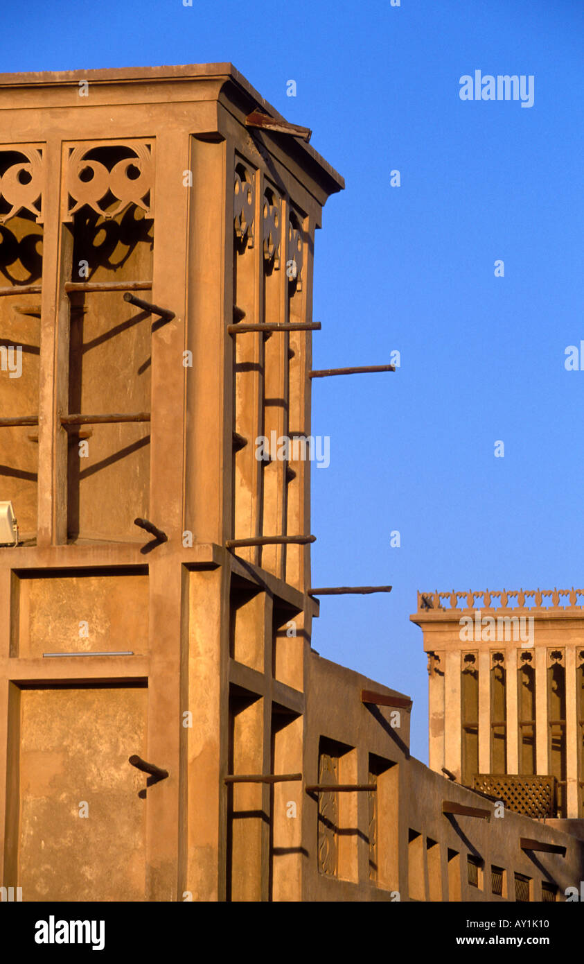Traditional old wind towers houses at Bastakia Quarter Bur Dubai Dubai ...