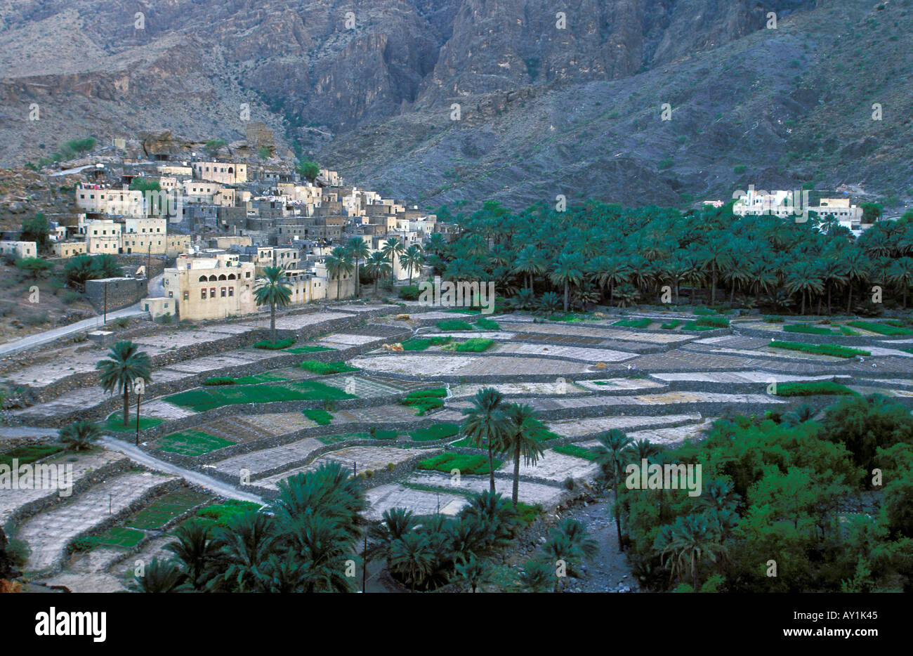 Bilad Sayt village Wadi Bani Hajar Mountains Oman Stock Photo - Alamy