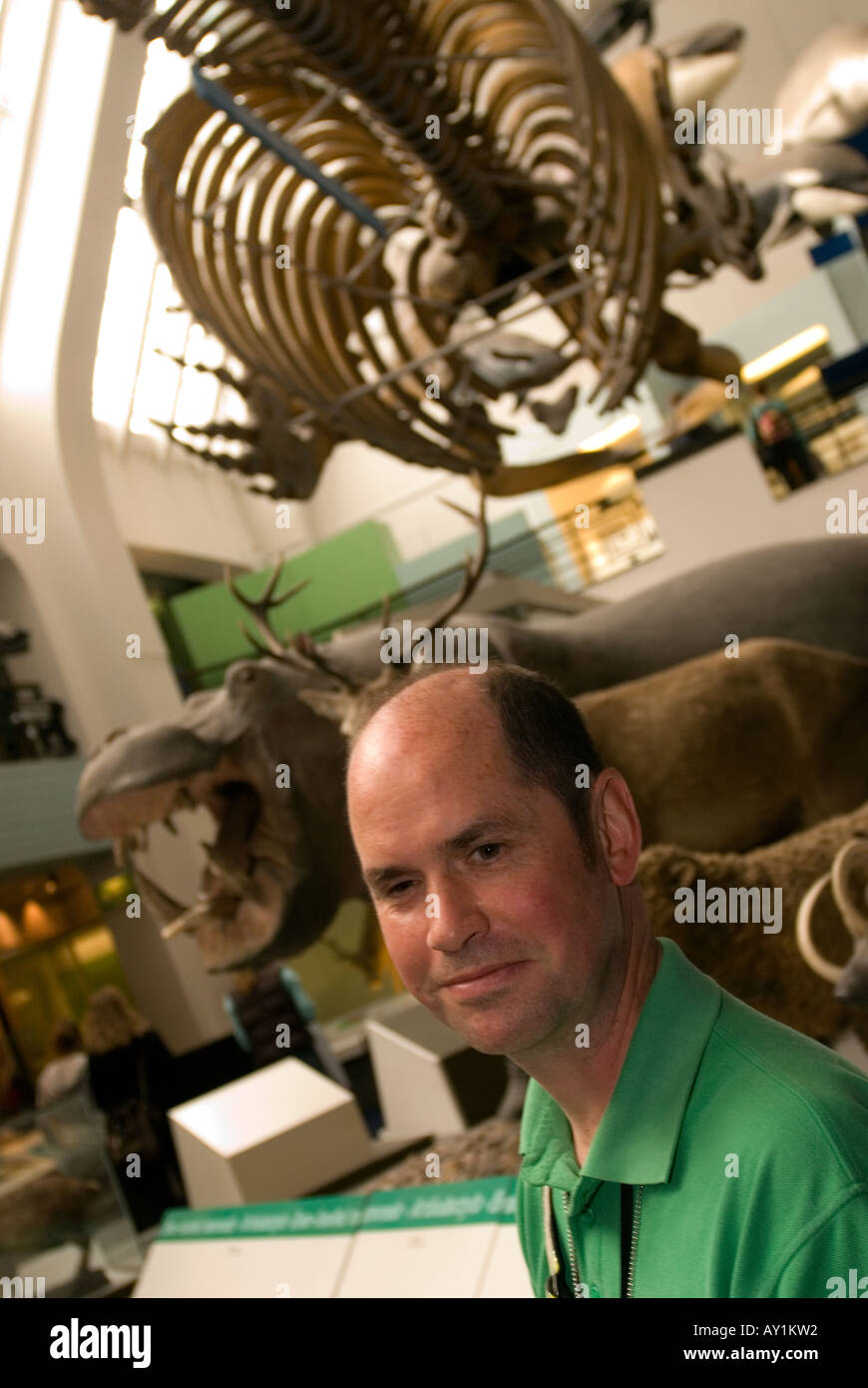 Blind man with his guide dog inside Natural History Museum where he ...
