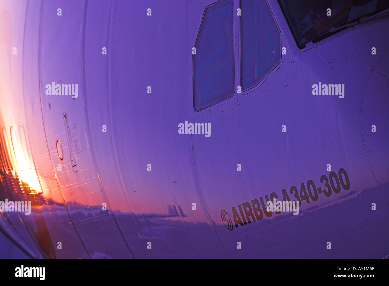 Airbus A340 airplane aeroplane civil aircraft jet passenger closeup ...