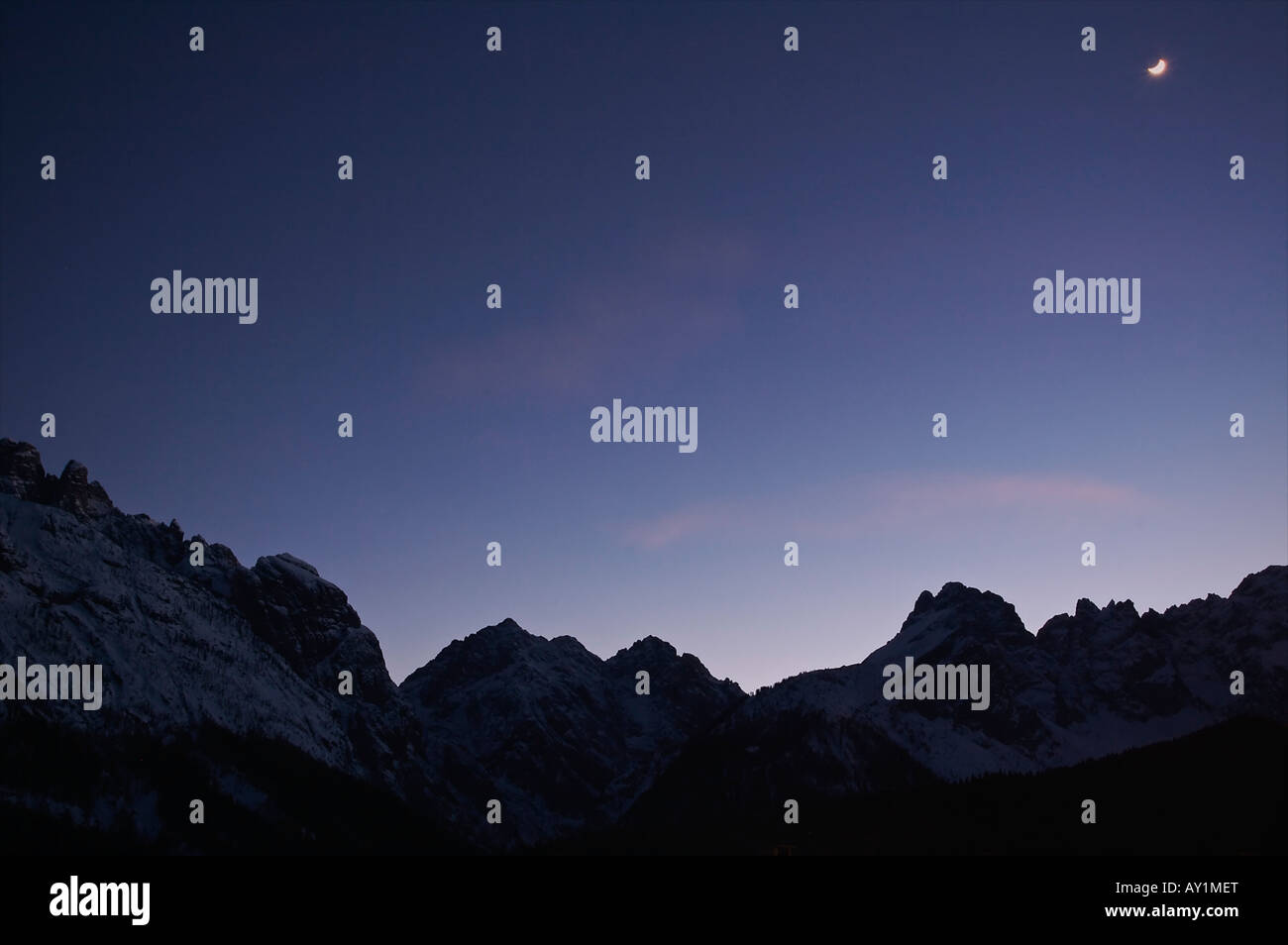 Night view of Sappada Mountains Stock Photo - Alamy