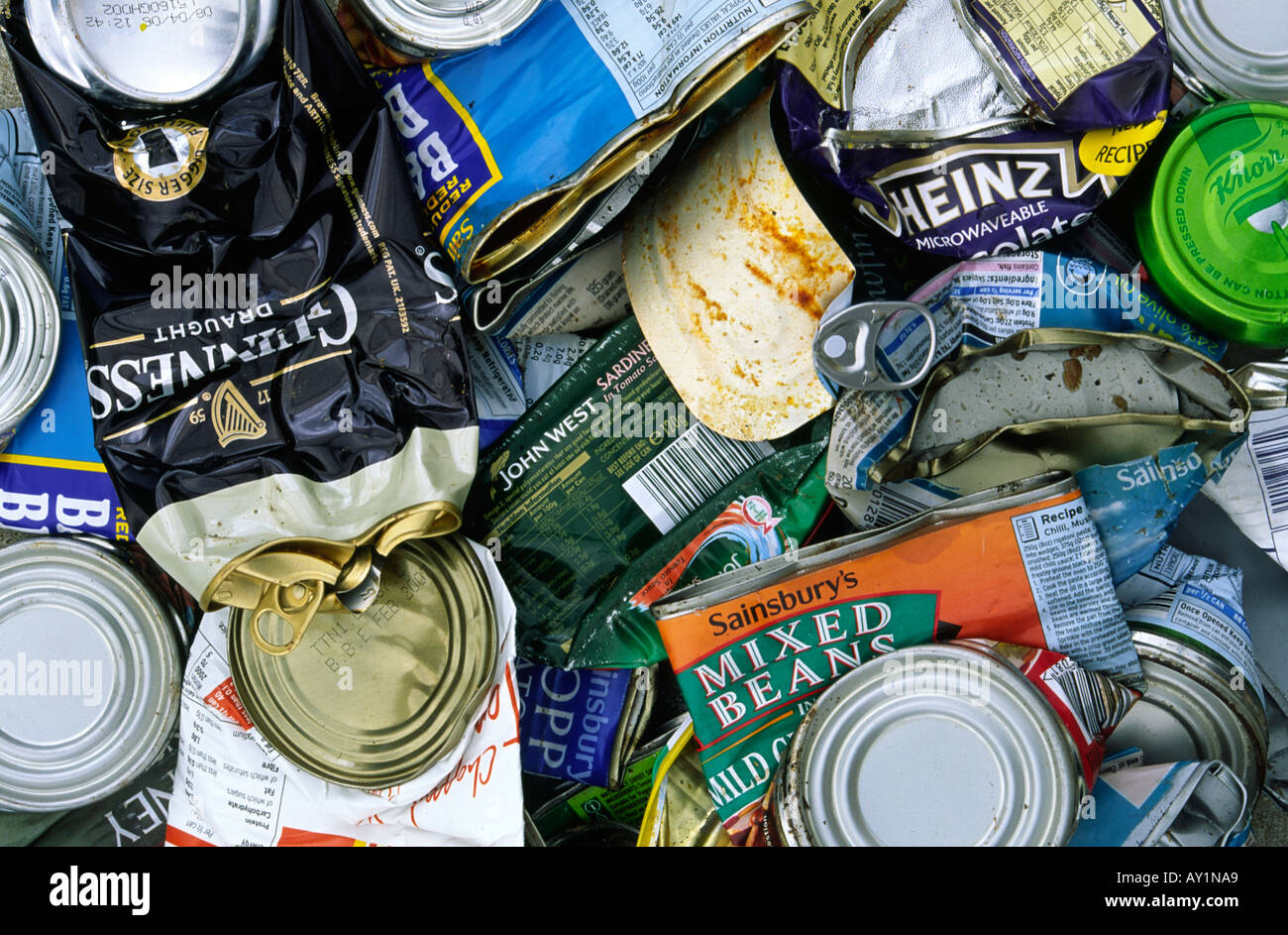 Crushed household waste due for recycling Stock Photo - Alamy