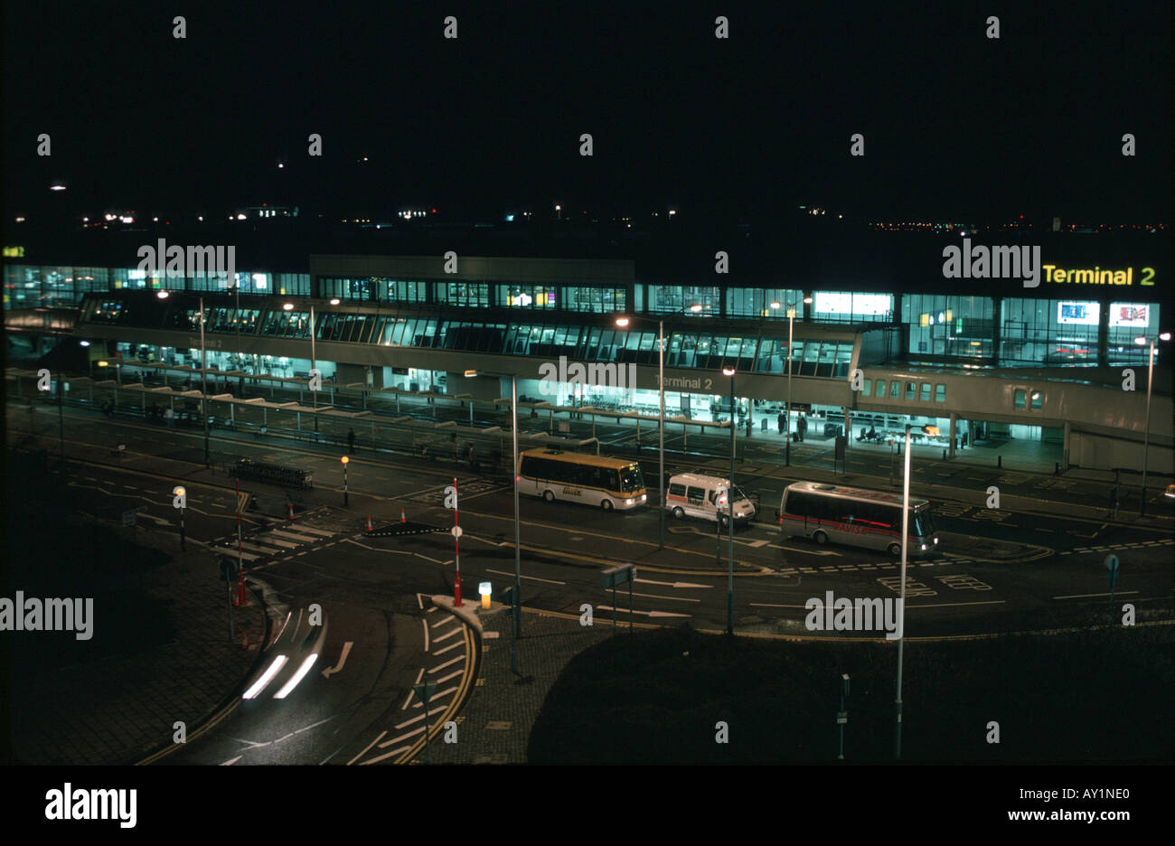 Heathrow aiport terminal 2 at night Stock Photo - Alamy