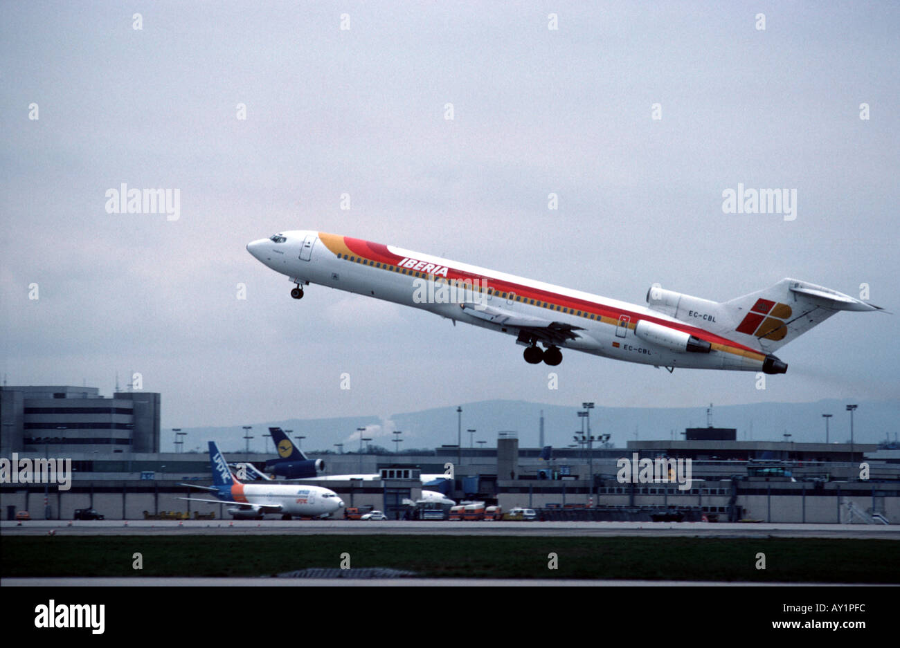 Aircraft taking off from airport Stock Photo - Alamy