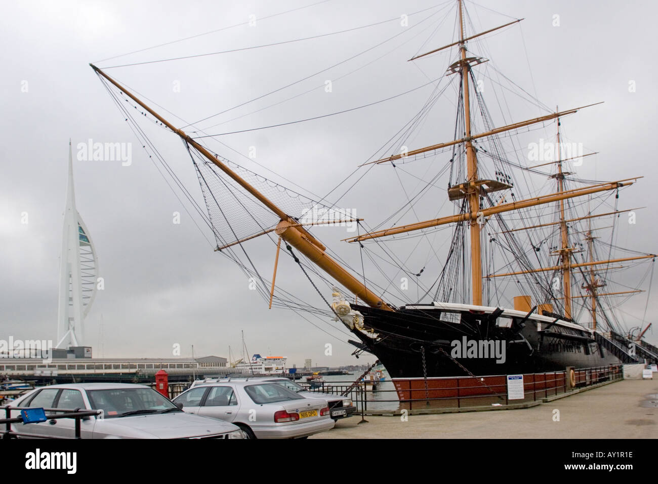 HMS Warrior, launched in 1860, In Portsmouth Harbour Hampshire, GB UK ...
