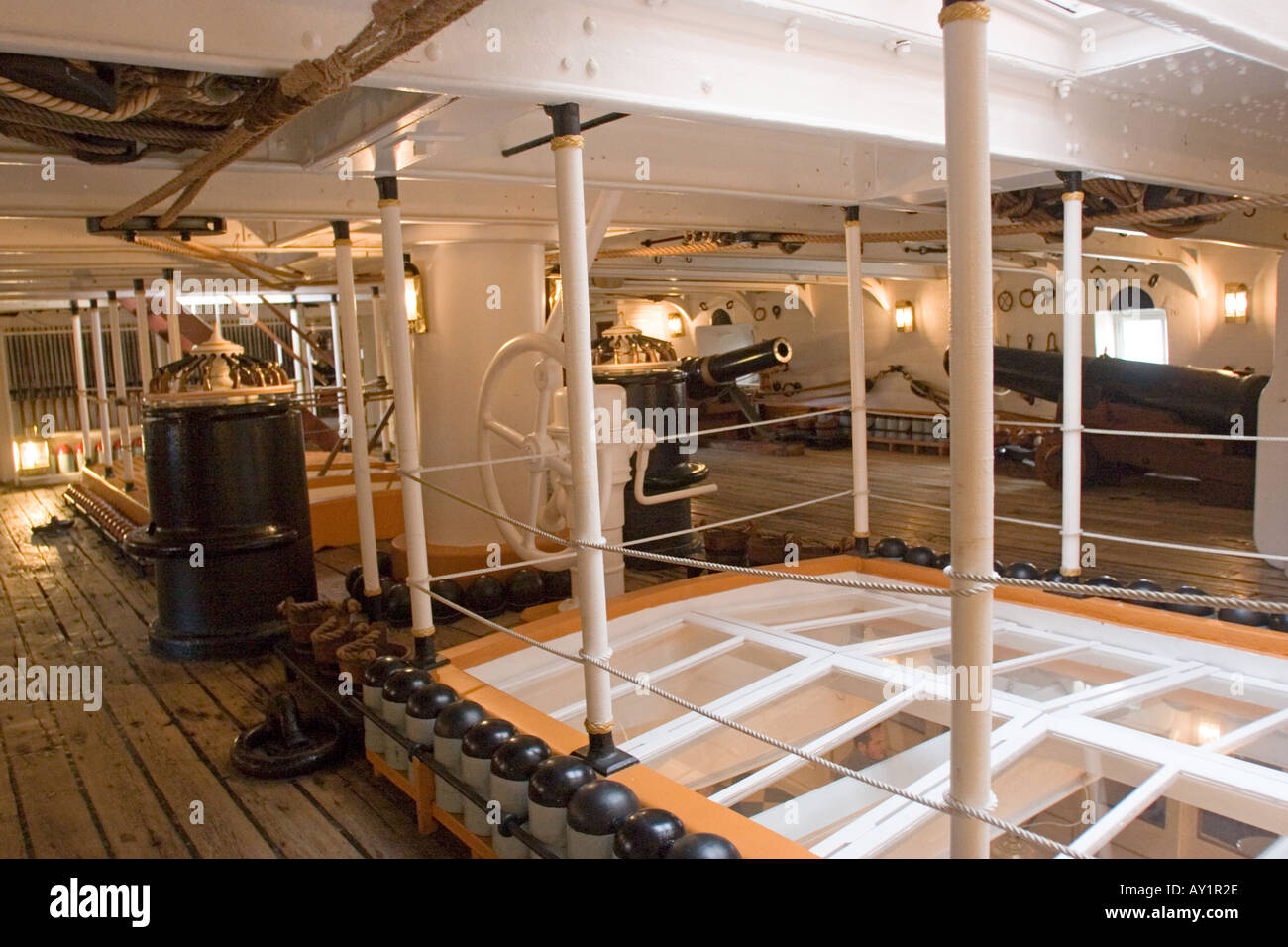 HMS Warrior, launched in 1860, In Portsmouth Harbour Hampshire, GB UK ...