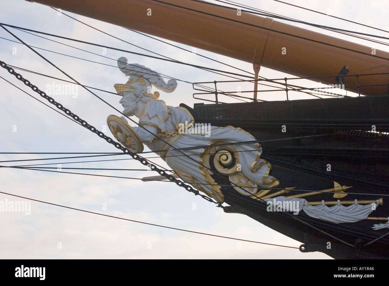 The figure head on HMS Warrior, launched in 1860, in Portsmouth Harbour ...