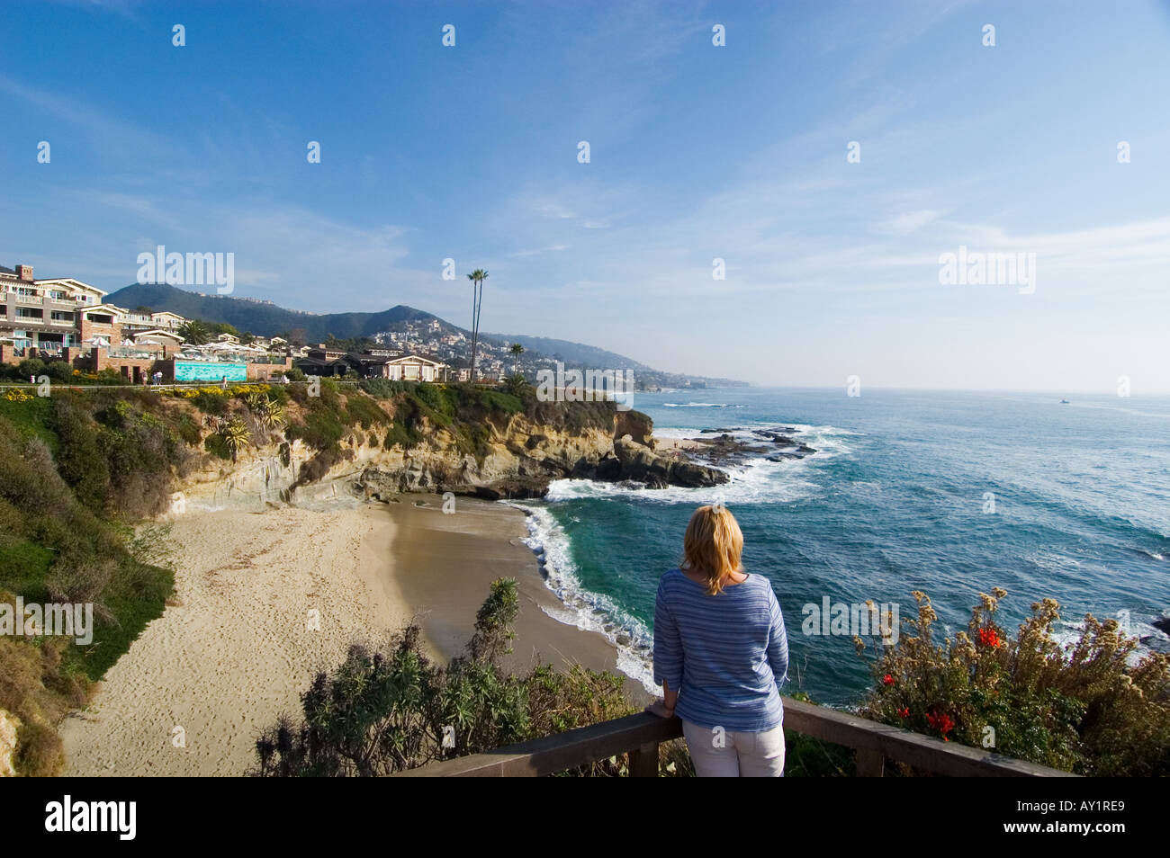 Tourist overlooking the beach in Laguna Beach California Stock Photo ...