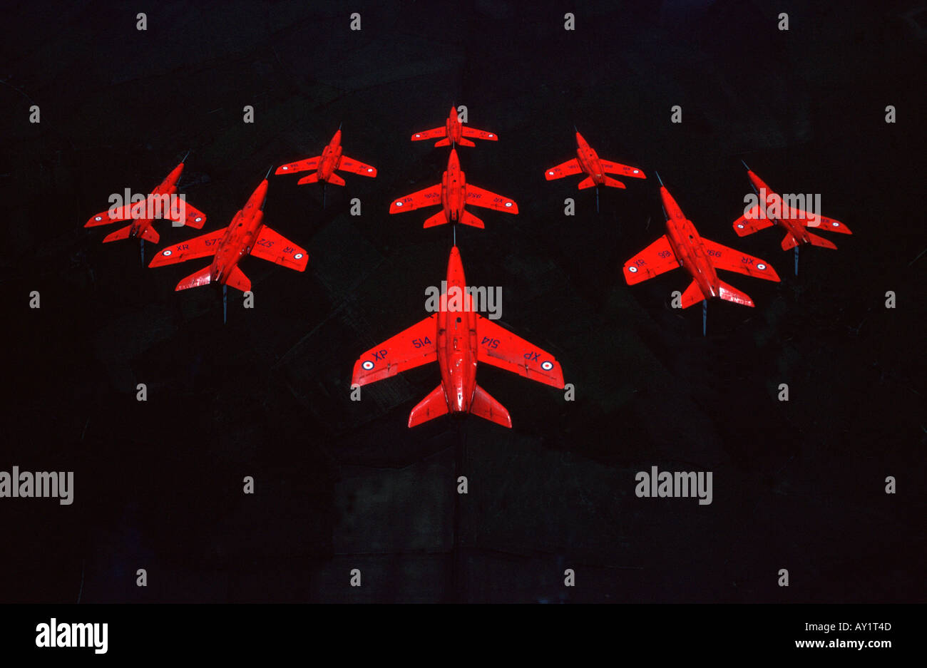 Red Arrows aerobatic team with Gnat aircraft, pre 1980 Stock Photo - Alamy