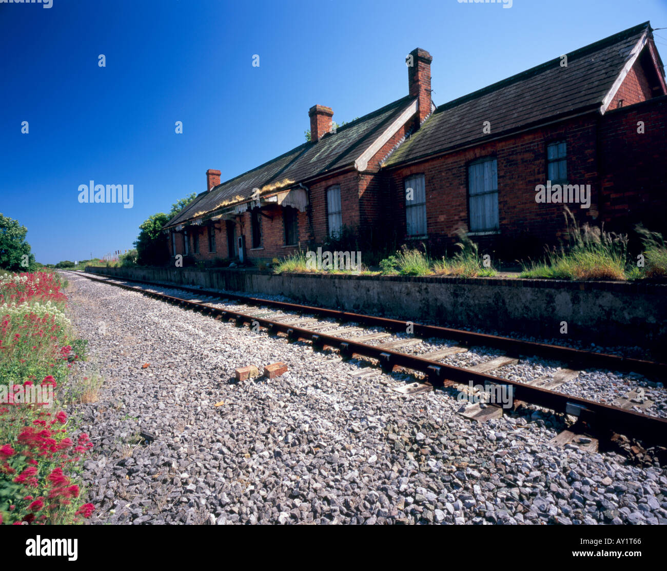 Derelict Lydd railway station from trackside. Kent, England UK Stock ...