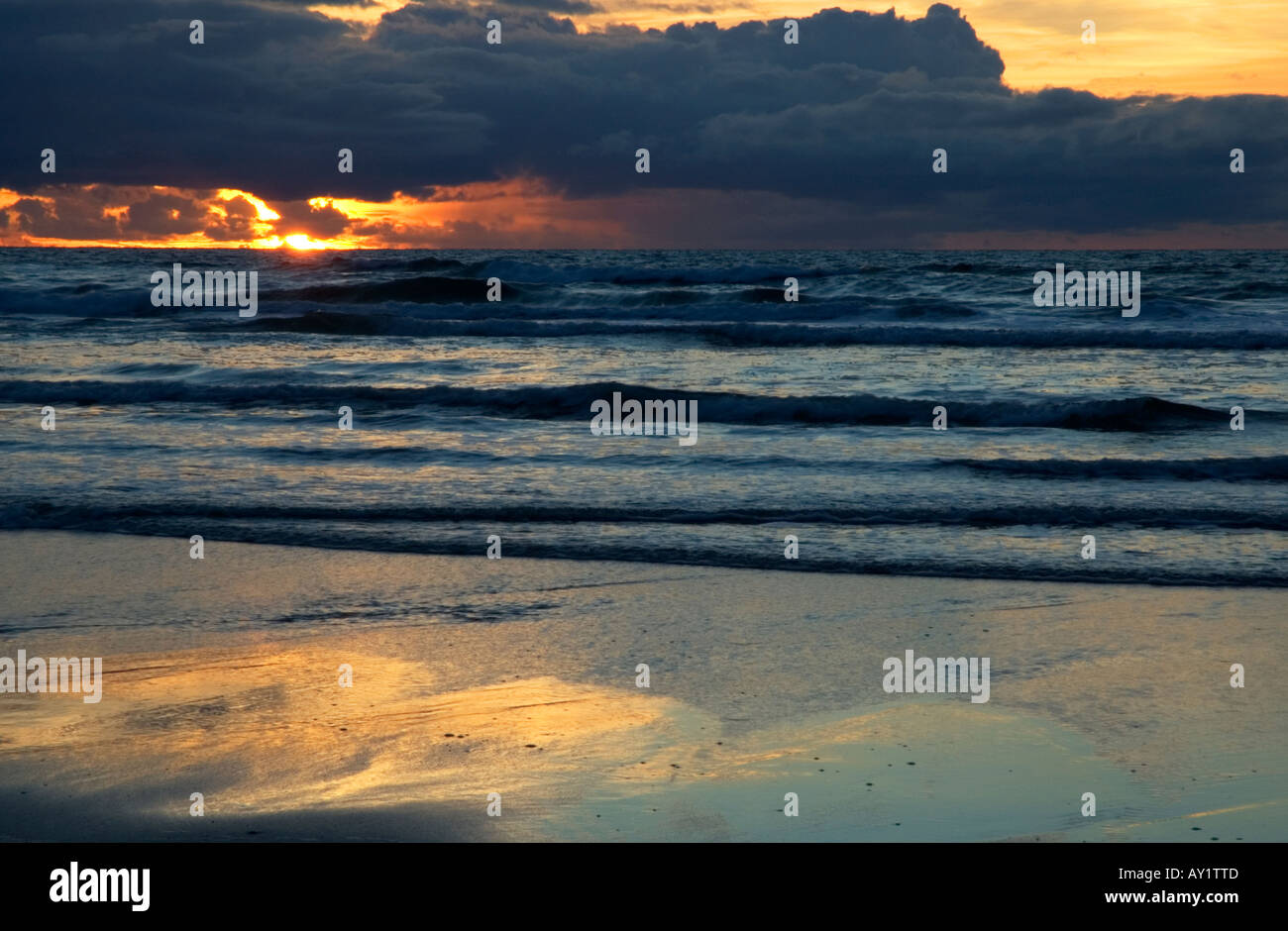 sunset at perranporth,cornwall,england Stock Photo - Alamy