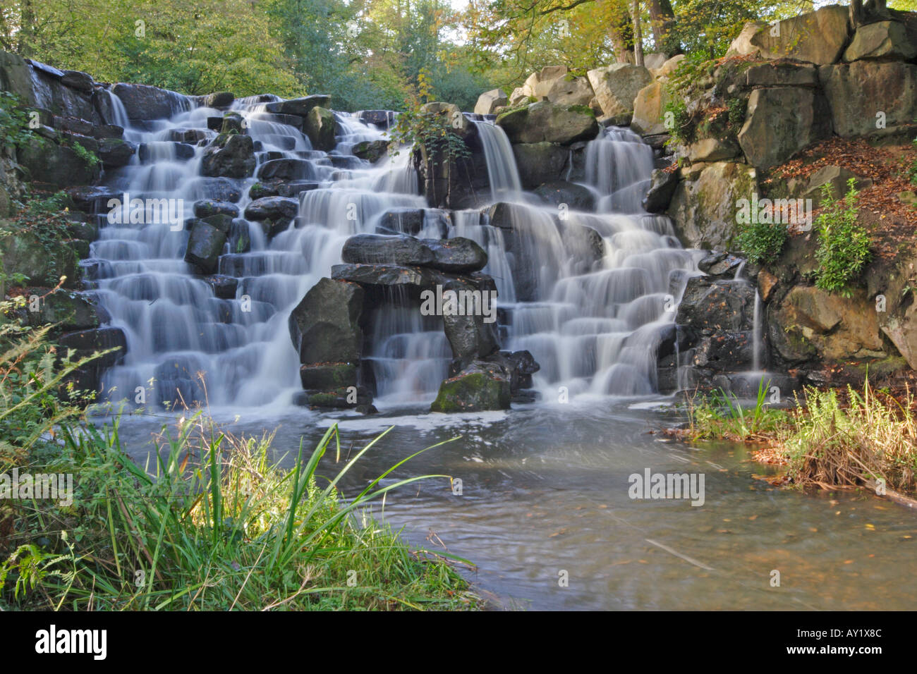 Large English country waterfall Stock Photo - Alamy