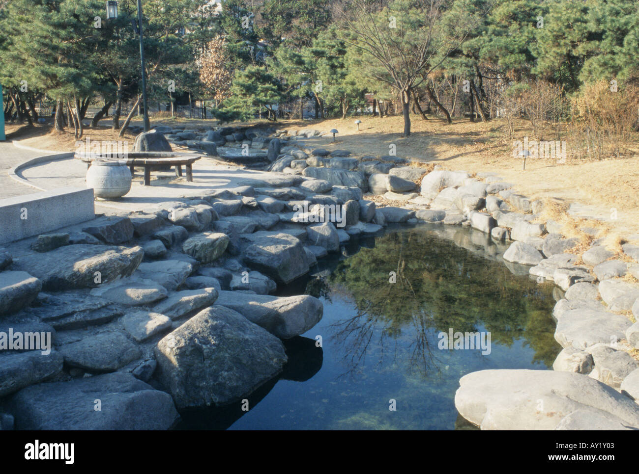 Rocks at riverside at a Traditional Village in Seoul city South Korea ...