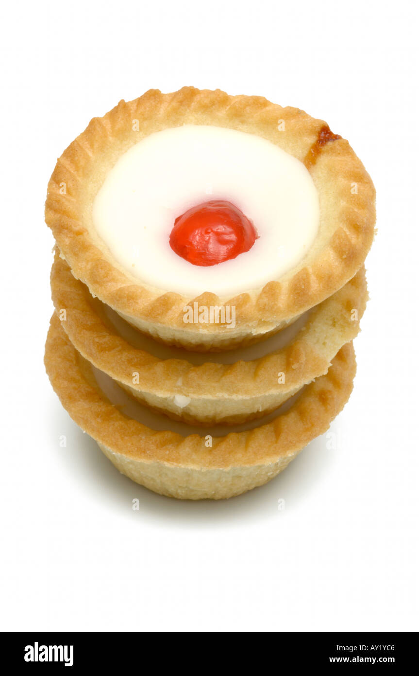 Stack of 3 three cherry bakewell tart traditional english dessert on ...