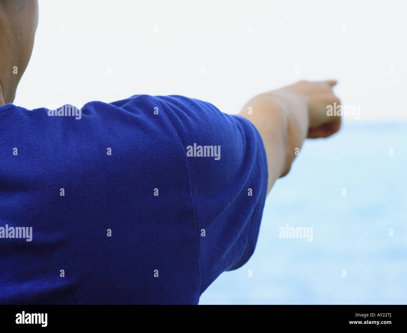 Rear view of a mid adult man pointing forward Stock Photo - Alamy